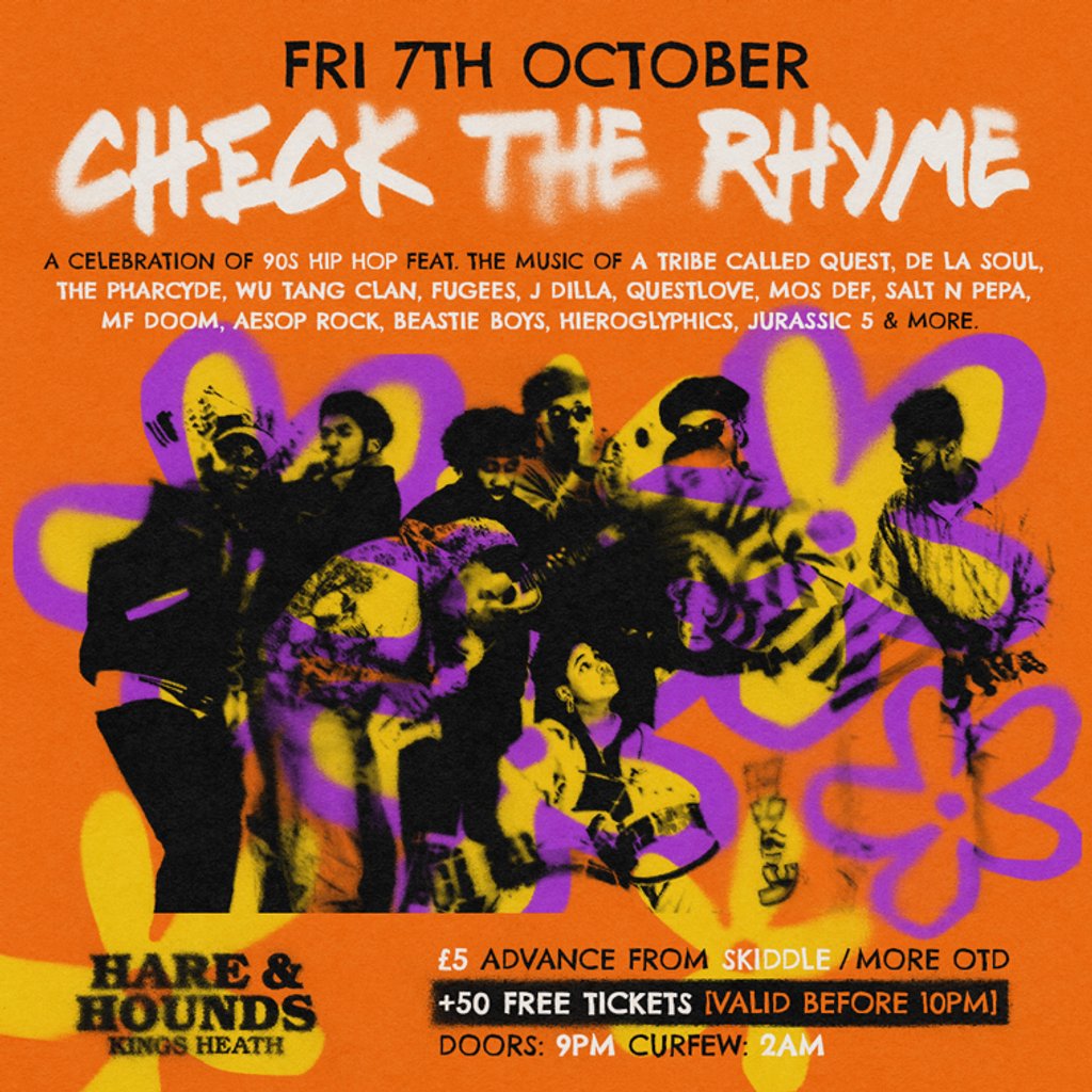 Check The Rhyme A Night Of 90s Hip Hop 7 OCT 2022 Check The Rhyme A Night Of 90s Hip Hop 7 OCT 2022