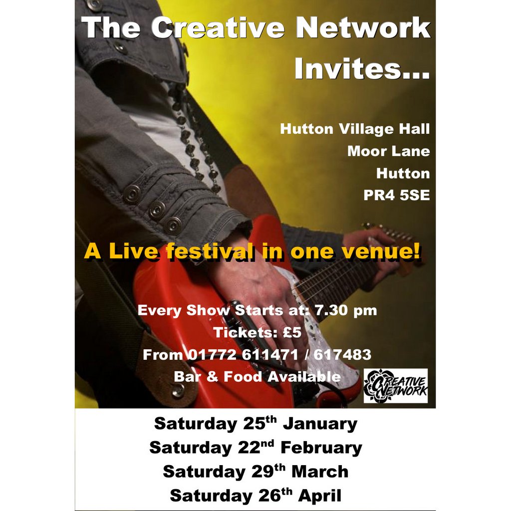 The Creative Network Invites, Hutton Village Hall, Preston, 26 April ...