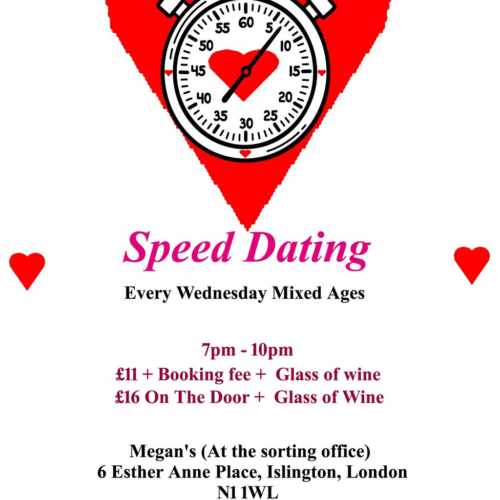 Speed Dating. Mixed Ages. Wednesdays, Megan's At The Sorting Office ...