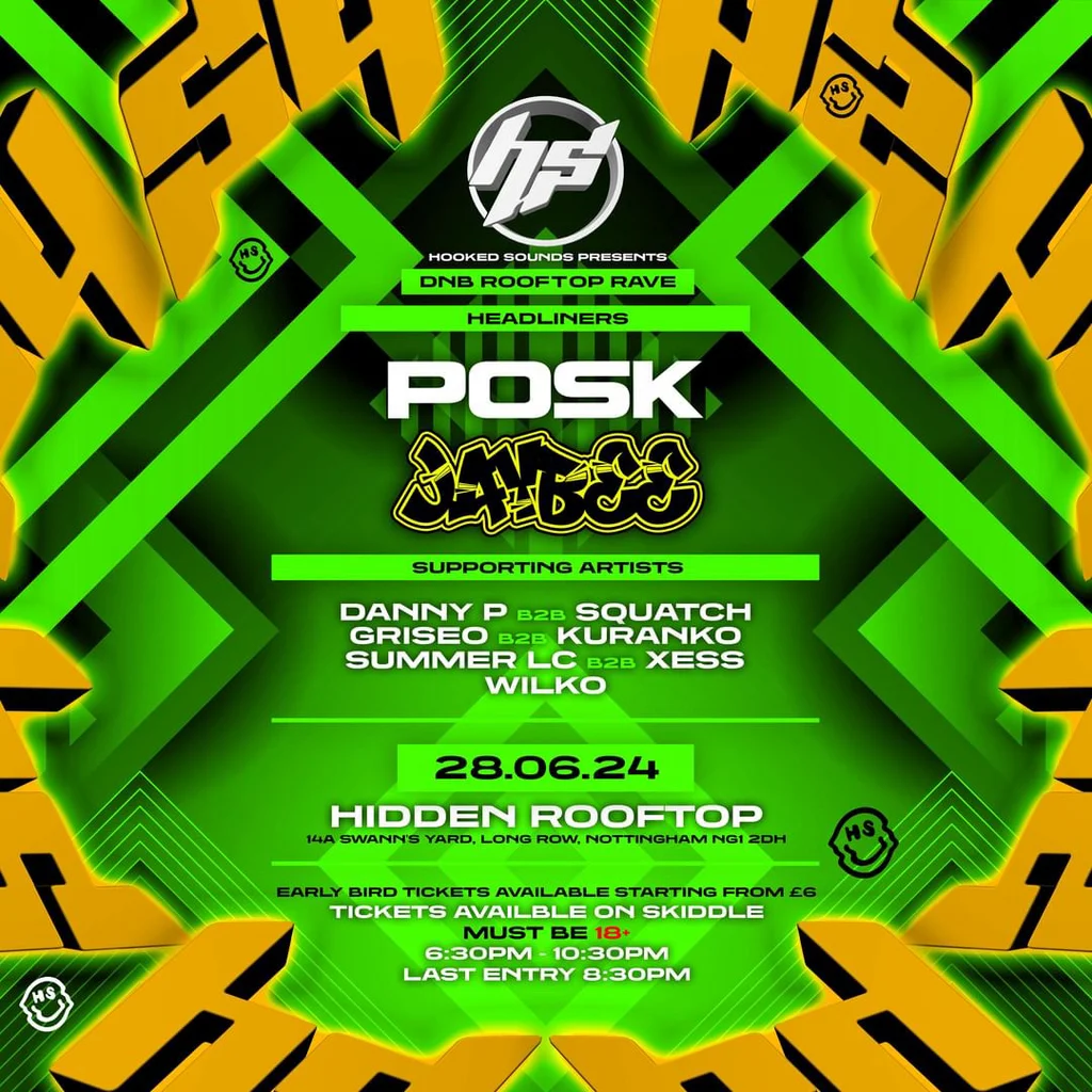 Hooked Presents DNB Rooftop Rave : Posk, Jaybee + More - June 28, 2024 ...