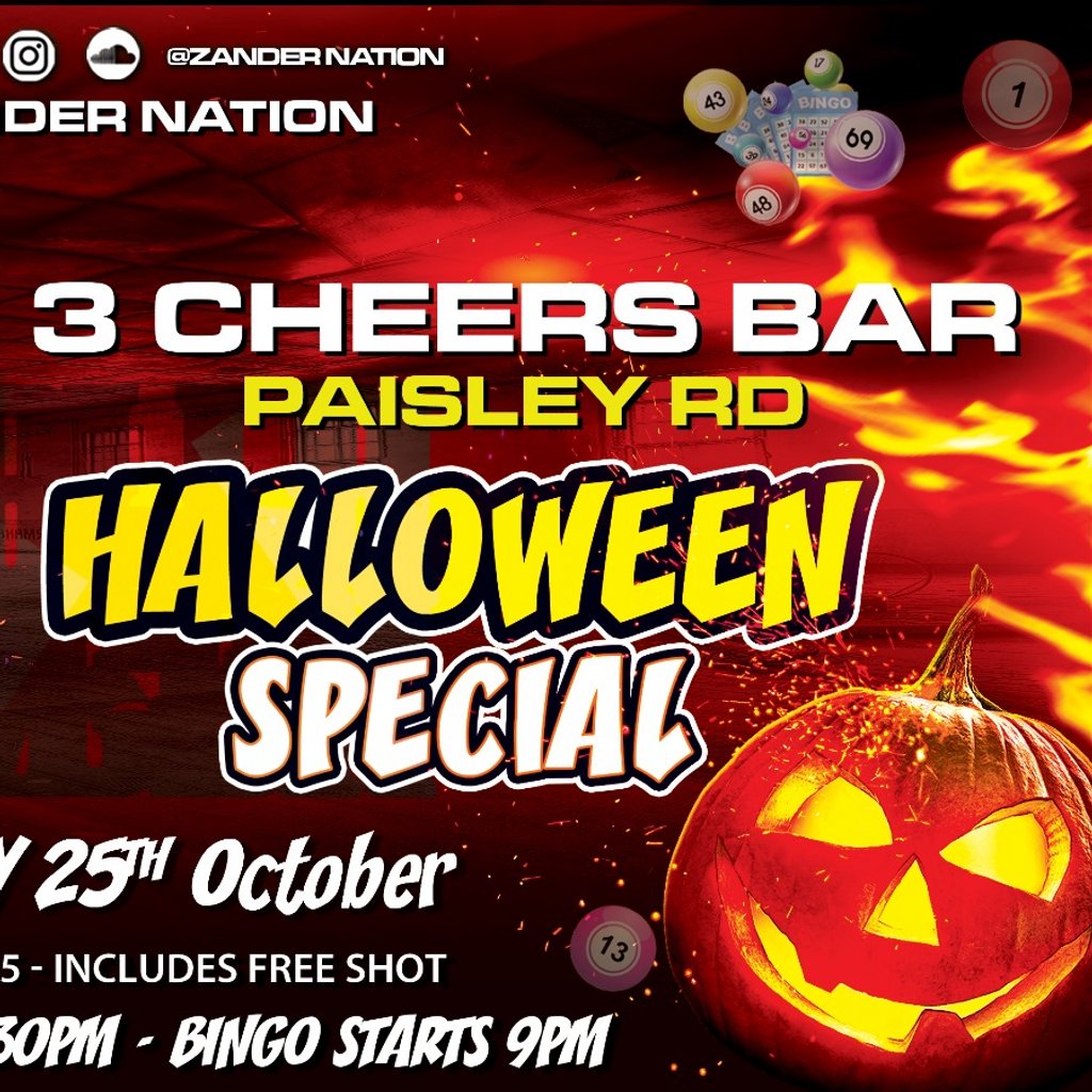 Zander nation Bounce bingo Halloween special, 3 Cheers Bar And Lounge ...