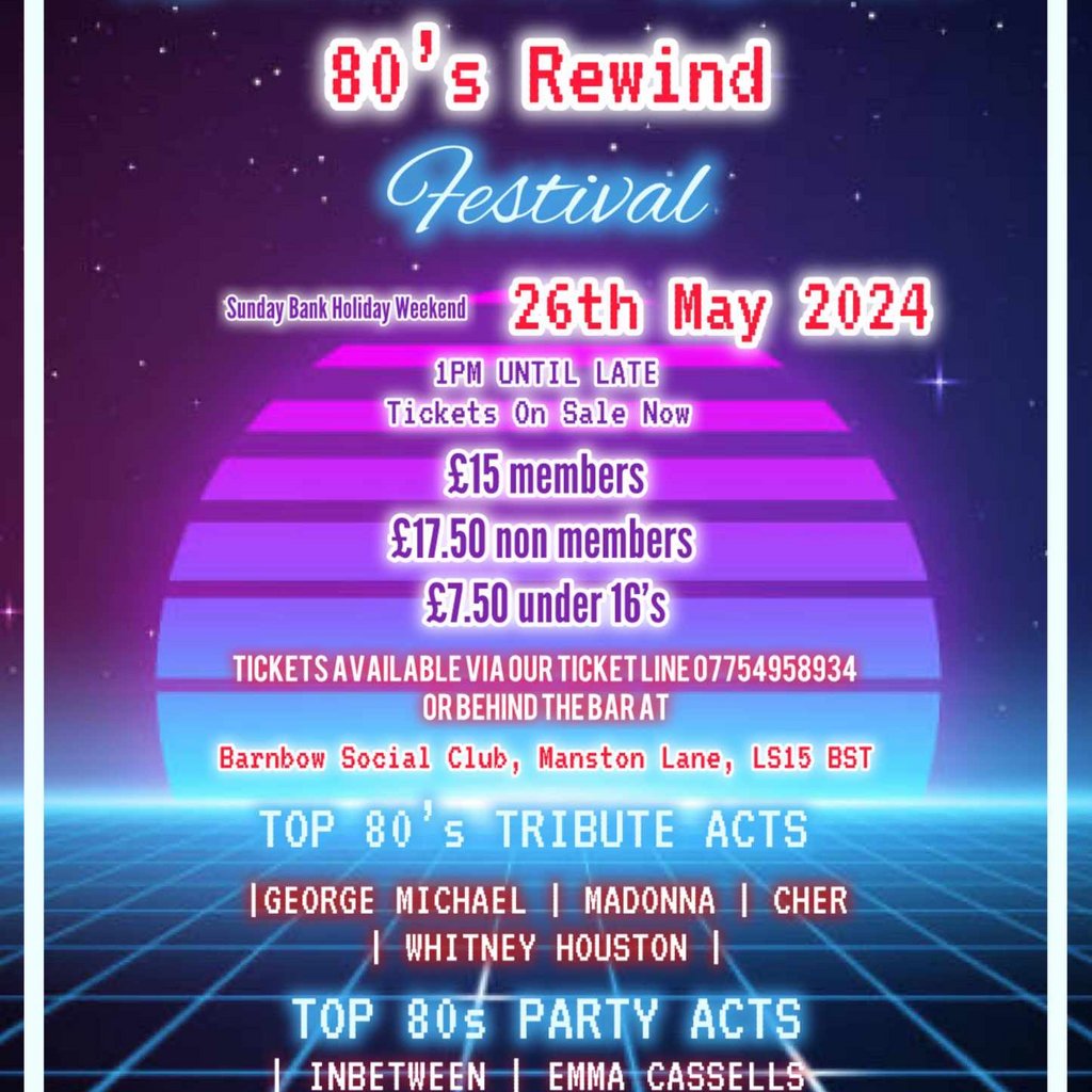 80s Barnbow bash, Barnbow Social Club, Leeds, 26 May 2024 | AllEvents.in